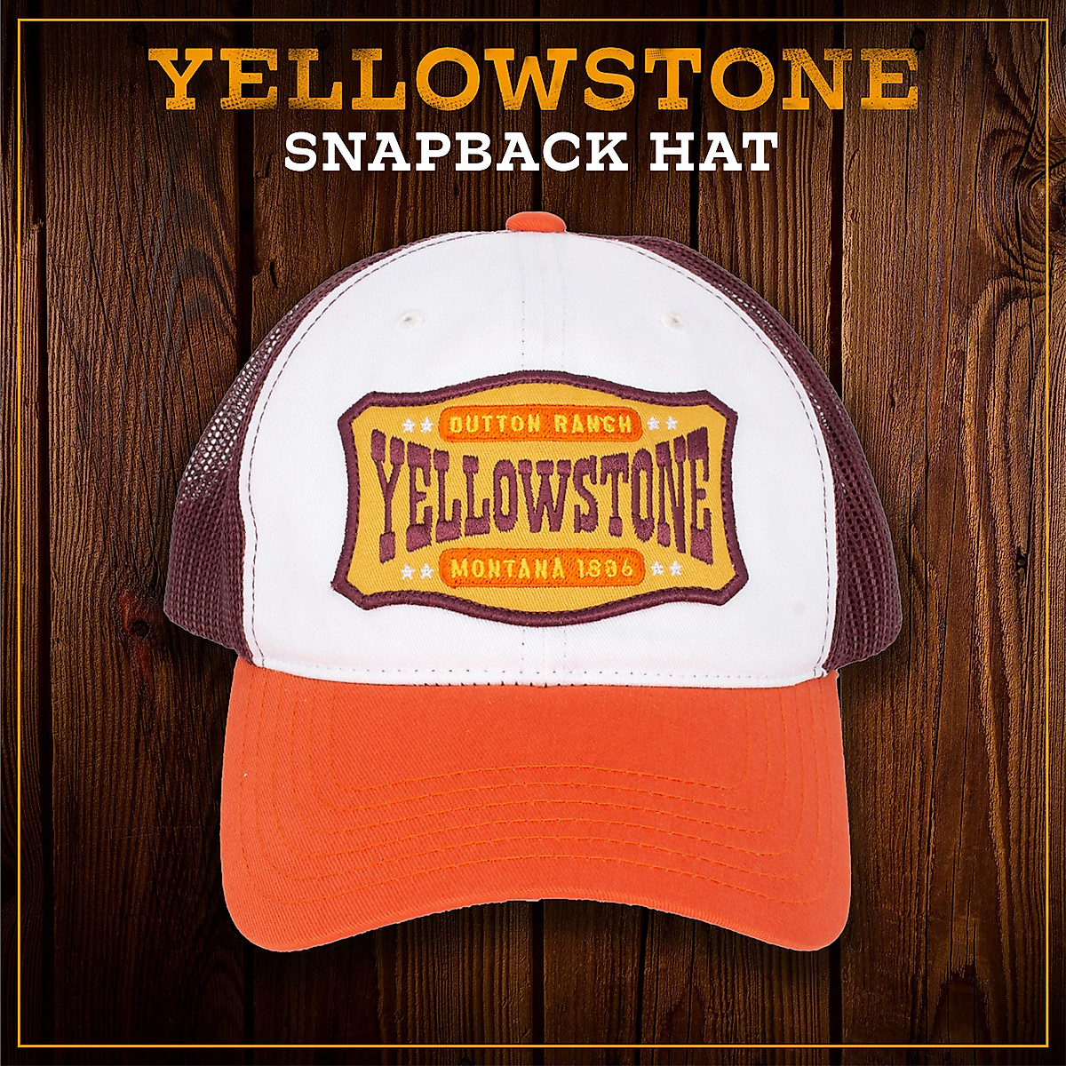 Yellowstone Trucker Hat, Mesh Adjustable Snapback Baseball Cap with Curved Brim, Orange, One Size