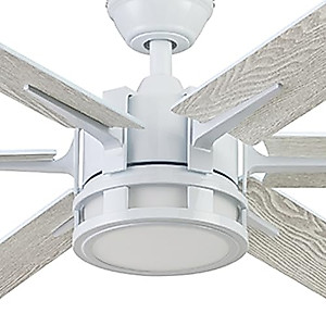 Honeywell Ceiling Fans Kaliza Modern 56 Inch Ceiling Fan with Light, Remote Control Fan, LED Indoor Fan with 6 Blades, Gray Wash and White Blade Finish Options, Bright White (51477-01)