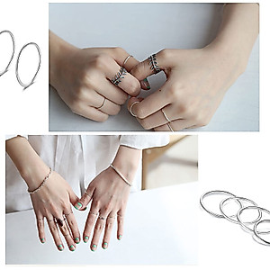 CANDYFANCY 925 Sterling Silver 1.2mm Stacked Midi Thin Rings for Women Knuckle Ring Band Stacking Ring Set Size 2.5-8.5 (Silver 8 Pcs)