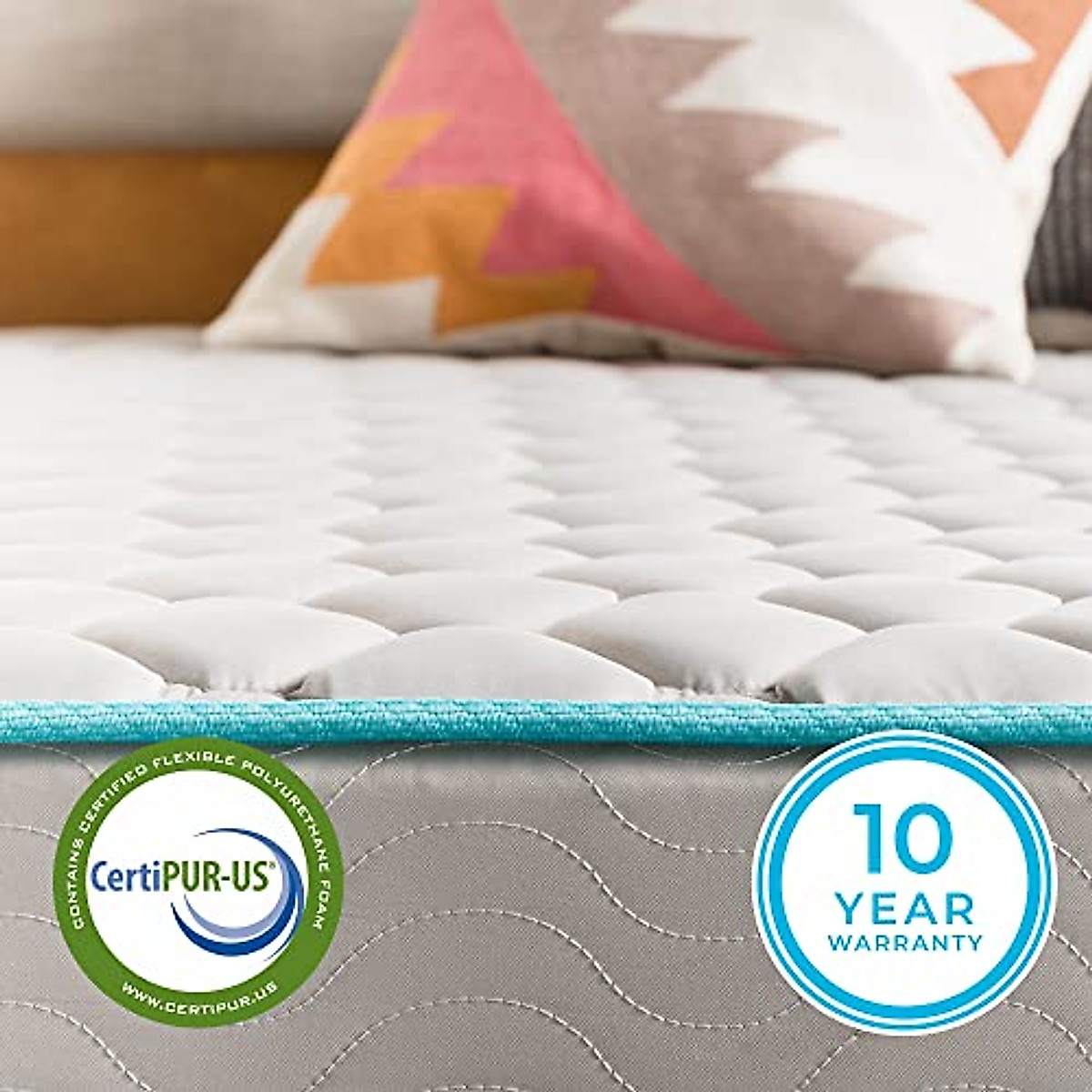 Linenspa 6-Inch Innerspring Mattress - Twin + 14-Inch Folding Platform Bed Frame