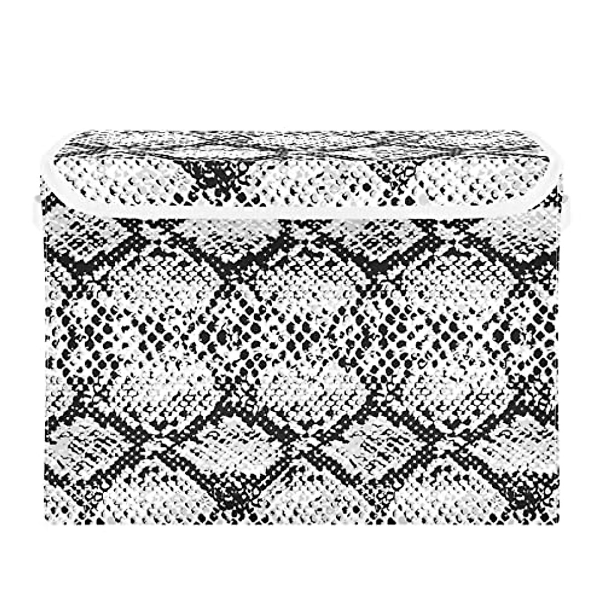 senya Large Storage Bins with Lids Large Closet Storage Bins Snake Skin Black and White, Foldable Fabric Storage Boxes with Handle for Home Bedroom Office(228vb9e)
