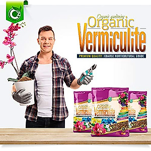Organic Coarse Vermiculite - Made in USA for All Indoor/Outdoor Plants & Organic Gardens - Horticultural Soil Amendment Additive Conditioner Grow Media for Hydroponics, Mushroom Cultivation and more!
