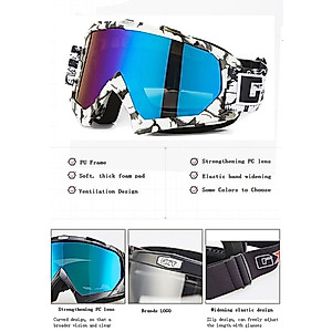 Wonzone Off Road Riding Motorcycle Bike Dirt Goggles Windproof Snowboard Ski Goggles Eyewear Adjustable UV Protective Outdoor Glasses Portable Motorcycle Cross-Country Goggles (Orange/Black, Rainbow)