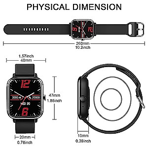 KAKTIN Smart Watch for Men Women，Smartwatch with Bluetooth Call(Answer/Make Call)， 1.85" Touch Screen Fitness Watch Tracker with IP68 Waterproof, 100+Sports Compatible with Android iPhone iOS (Black)