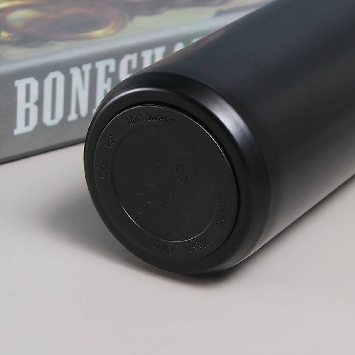 Coffe Cup Thermos for Hot Drinks stainless steel hot and cold white thermos that fits in cup holder 13.5oz/400ml (Black)