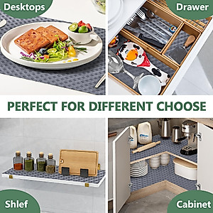 Origuuds Shelf Liners, Non-Adhesive Drawer Liner, Waterproof & Oil-Proof Kitchen Cabinet Cupboard Liner Plastic EVA Material BPA Free Fridge Liner Mats Paper Protector for Shelves (Grey/12in x 60in)