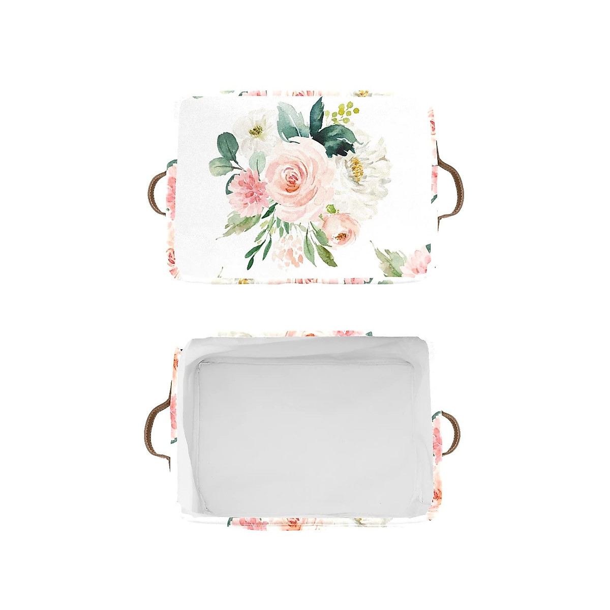 Pink Rose Flower Personalized Custom Name Waterproof Storage Boxs Baskets Clothts Towel Book for Bathroom Office 1 Pack