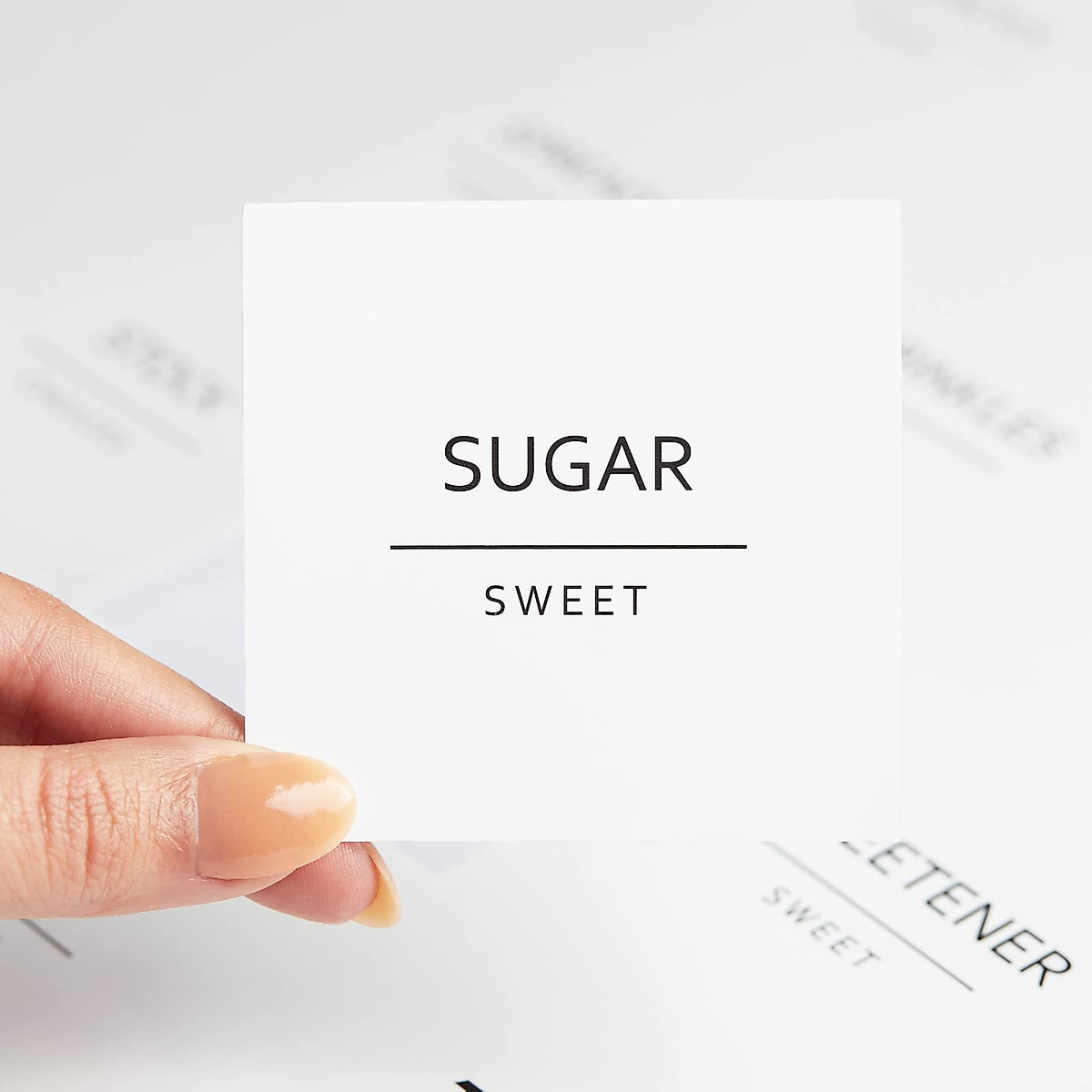 Talented Kitchen 144 Fine Line Pantry Organization Labels for Food Storage Containers, Preprinted Black All Caps on Matte White Vinyl Stickers + Numbers for Minimalist Kitchen (Water Resistant)