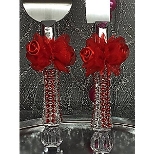 Wedding Red Cake Server & Knife Set Reception Ceremony Party Supplies