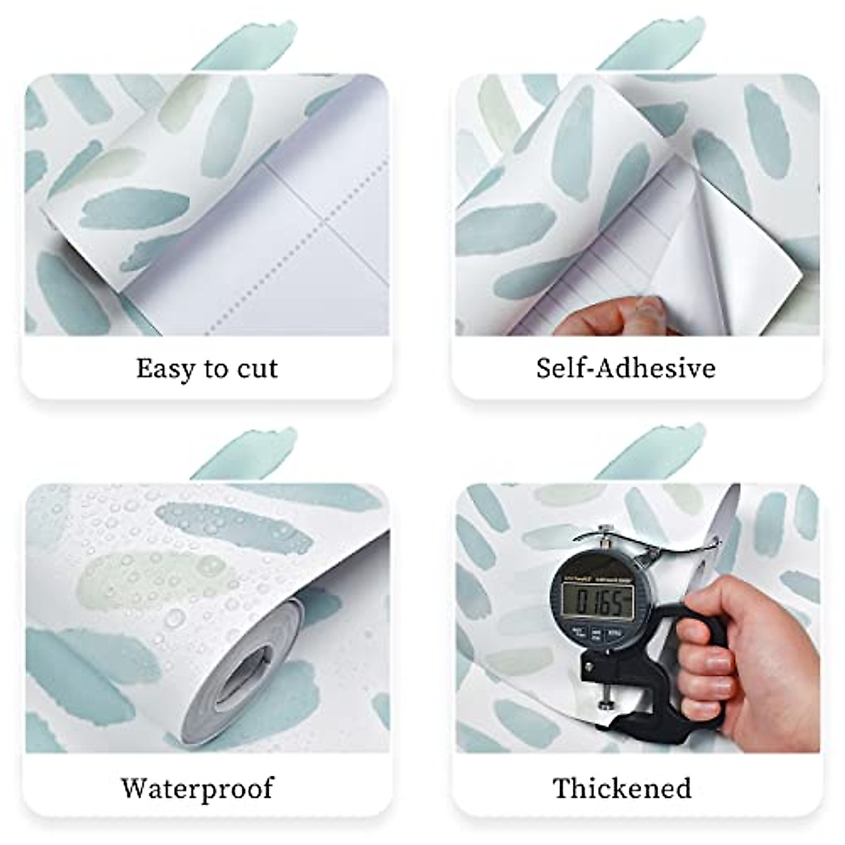 Green and White Wallpaper Peel and Stick Wallpaper Boho Contact Paper for Cabinets Leaf Wallpaper for Bedroom Self-Adhesive Removable Wallpaper Herringbone Wallpaper Drawer Kids Wallpaper 17.3“×78.8”