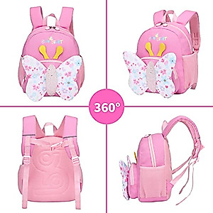 DNSHAN 3D Animal Toddler Bag Girls Boys, Preschool Kindergarten Daycare Nursary Travel Mini Toddler Bookbag with Anti-Lost Safety Rope,School Bag for Baby Girl Boy 2-4 Years