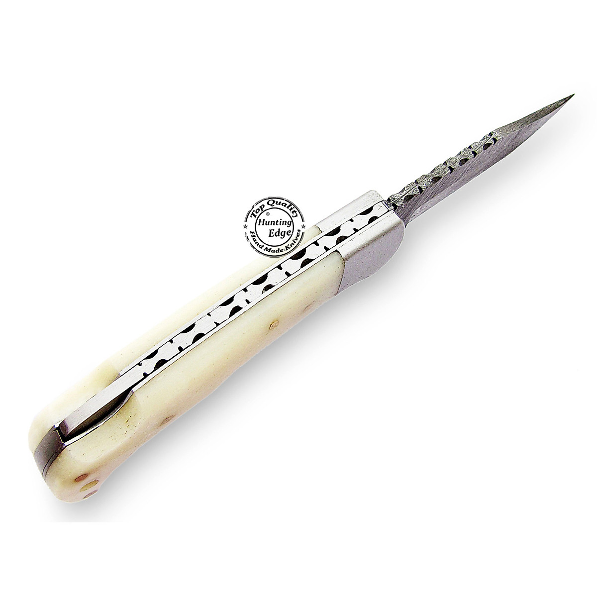 Hunting Edge Camel Bone 6.5'' 100% Handmade Damascus Steel Folding Pocket Knife 100% Prime Quality