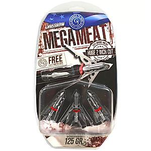 G5 Outdoors Megameat 125 Grain Crossbow Broadhead 3 Pk, Stainless Steel (MM103)