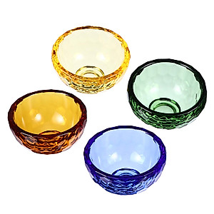 IMIKEYA 4pcs Tibetan Buddhist Water Offering Bowl Crystal Holy Water Bowl Religion Container Glass Buddha Cup Mini Votive Tealight Holder for Yoga Meditation Altar Buddhist