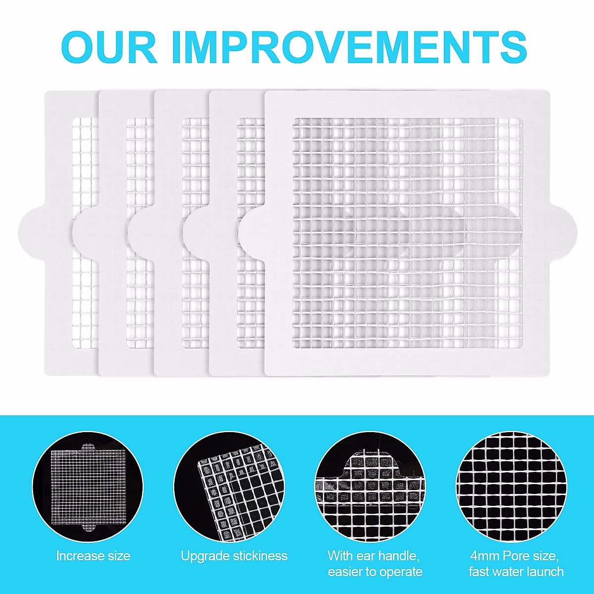25pcs Shower Drain Hair Catchers, Drain Protector Mesh Strainer Sticker Flat Shower Drain Cover Hair Drainer Hair Filter Hair Trap Catcher Stopper for Shower Drain Bathroom Bathtub Kitchen