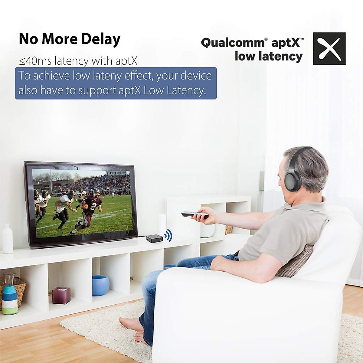 Avantree TC417 Bluetooth Transmitter Receiver for TV, Optical Digital Toslink, Volume Control for 3.5mm AUX, RCA, 20H Playtime, aptX Low Latency Wireless Audio Adapter for Headphones, Home Stereo