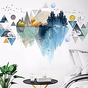 WAFT YEARN Mountain Wall Decals Peel and Stick Arch Wall Stickers Geometric Wall Stickers & Murals Tree Wall Decals for Living Room Bedroom Bathroom Door Restroom Roommates Vinyl Wall Art Sticker