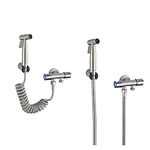 ifgswopq Portable Bidet Sprayer Set Bidet Faucet Stainless Steel Toilet Faucet Bathroom Shower Head one in and Two Out Angle Valve (Color : A5184) (A5183)