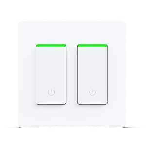 Smart Light Switch 2 Gang WiFi Smart Light Double Switch Work with Alexa, Google Assistant,Wireless Control, 2.4G WiFi Smart Light Switch, Single-Pole, Neutral Wire Required