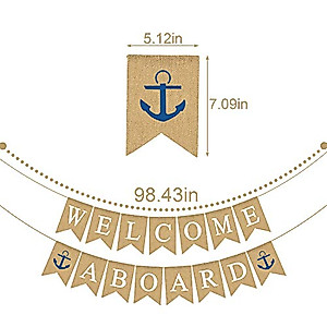 Rainlemon Jute Burlap Welcome Aboard Banner Nautical Boy Baby Shower Birthday Party Nursery Garland Decoration