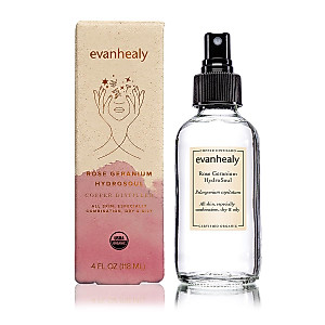 evanhealy Rose Geranium HydroSoul | Copper Distilled Hydrosol | Gentle, Astringent Organic Facial Tonic | Balancing Face Toner for Dry, Oily, Combination, Teen Skin