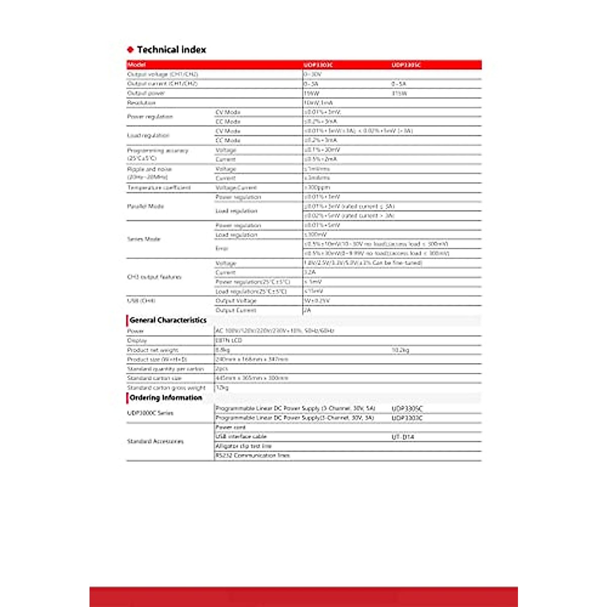 UNI-T UDP3305C/UDP3303C/UDP3303A Programmable DC Power Supply Cost-Effective Program Control DC Power Supply