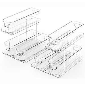 14.8" Deep 2 Set 2 Tier Under Sink Organizers and Storage,5.1” Narrow Pull Out Bathroom Cabinet Organizer for Kitchen,Pantry Organizer,Cleaning Products Organizer and Medicine Cabinet Storage,Clear