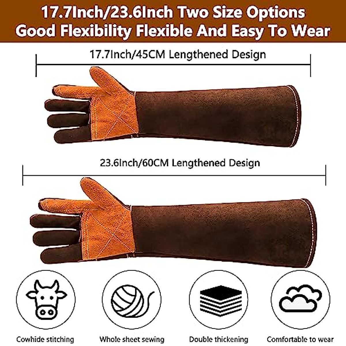 Animal Handling Gloves,Cat Bite Proof Gloves,Leather Welding Gloves For Men And Women,Multipurpose Dog Bite Gloves,Snake & Bird Handling Gloves For Cat Dog Bird Falcon Livestock Snake