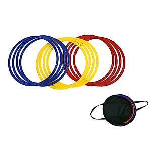 Trademark Innovations Speed & Agility Training Rings - Set of 12 - 16" Diameter - With Carrycase - (Multicolor)