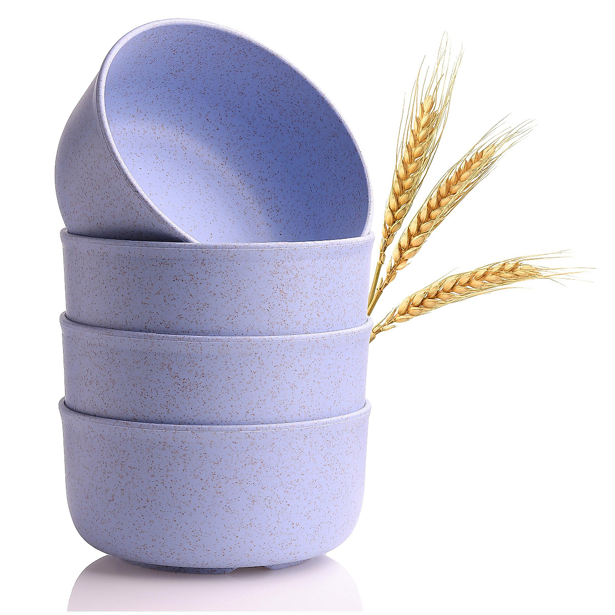 Wheat Straw Bowls Set of 4 Lightweight Reusable Plates - Microwave & Dishwasher Safe - Wheat Straw Dinnerware Sets - Cereal Bowl - Ramen Bowl Set - Soup bowls - Salad Bowl - Fruit Bowl