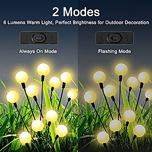 Slyuexu Decorative Solar Garden Lights Outdoor Waterproof: 4Pack 24LEDs Vibrant Wind Swaying Dancing Firefly Outside Decor, High Flexible Wire, Bright Solar Powered Decoration for Yard Patio Lawn Path