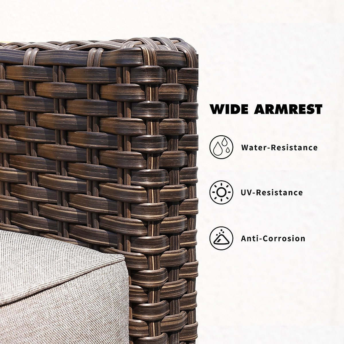 Grand patio Sofa Sets Outdoor Furniture Sets 6 Pieces Conversation Set, Wicker Patio Furniture Sectional Sofa with Thick Cushions for Yard Garden Porch &Brown