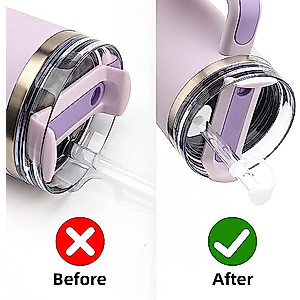 2Sets Silicone Spill Proof Stopper for Stanley 40/30 oz Quencher H2.0 Tumbler with Handle for Stanley Cup Accessories Including 2 Straw Cover Cap, 2 Round Leak Stopper 2 Square Spill Stoppers