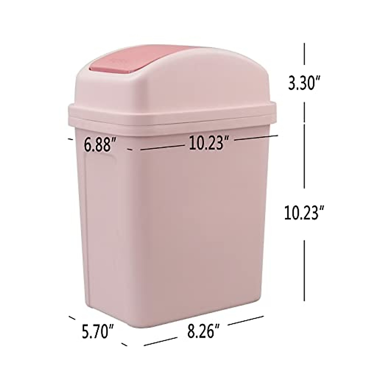 Zopnny Plastic Swing Lid Trash Can, Garbage Can with Swing-top Lid, 1-Pack, Pink