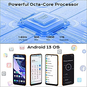 HOTWAV Note 12 Cell Phone Unlocked Android 13, 48+16MP Camera 8+128GB/1TB Expandable Mobile Phones, 6180mAh Battery 6.8" HD+ 4G Dual SIM Smartphone - Face ID/Fingerprint Unlock/NFC/GPS/20W Fast Charge