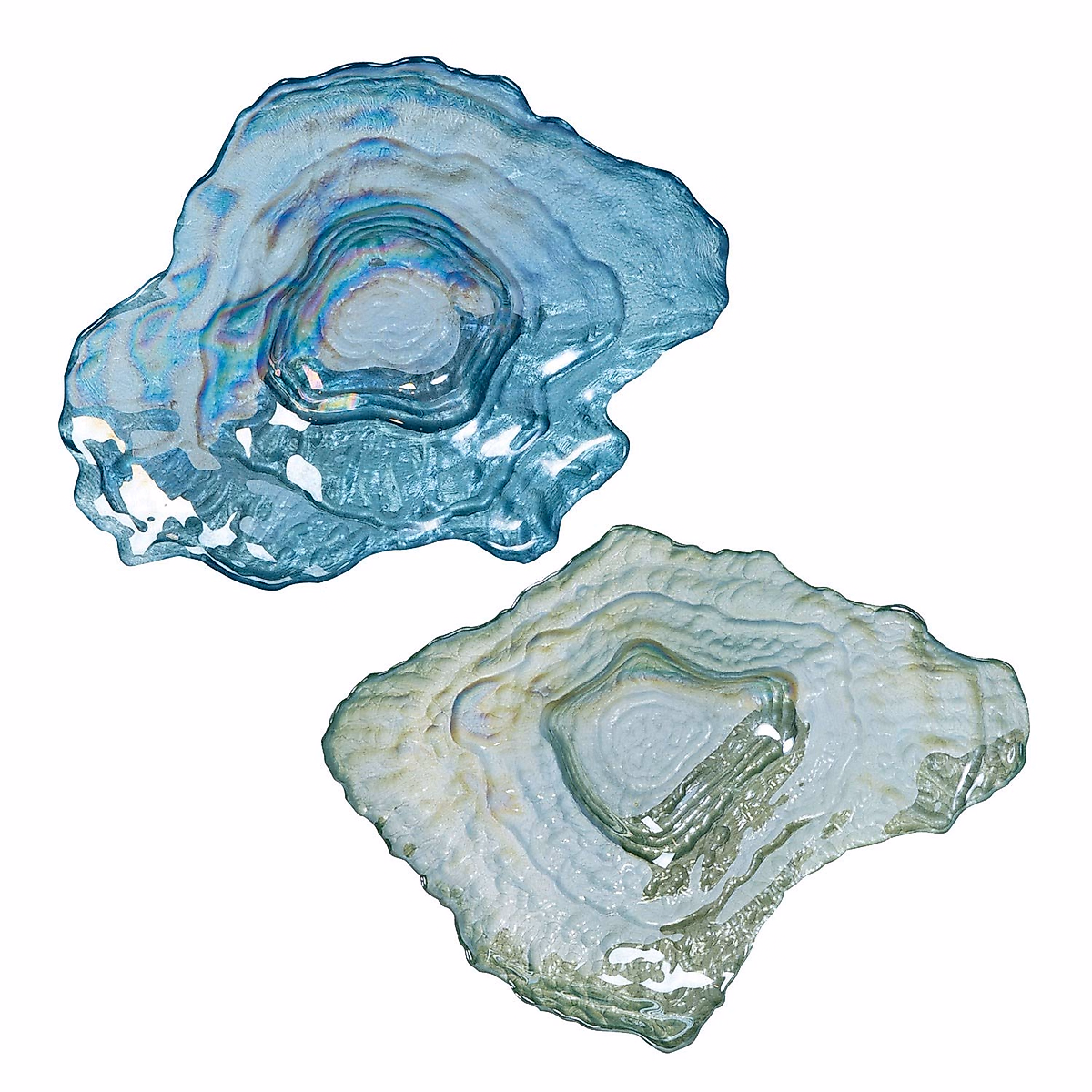 Beachcombers Set Of 2 Blu/Green Oyster Dishes Multi