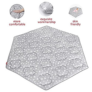 Hexagon Playpen Mat Fit for Evenflo Versatile Play Space, One-Piece Baby Extra Large Play Mat Thick Baby Crawling Mat for Babies, Toddlers, Six Pannel Playpen, 33 Inch Each Side