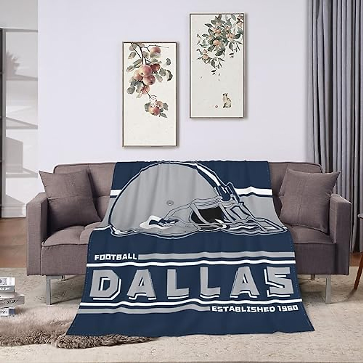 Nmdswov Dallas Throw Blanket Custom Football Style Blanket Gifts for Men Women Youth Fans Blanket for Sofa Bed Couch Living Room Chair, 60" X 50"