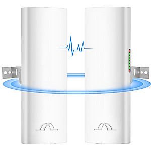 5.8G Wireless Bridge with Pole/Wall Mount Bracket - Extend Starlink Internet Access Outdoor, 2 Miles Point to Point WiFi Bridges with PoE Adapter, 2-Pack