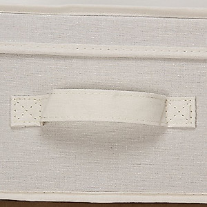 Household Essentials 111 Storage Box with Lid and Handle - Natural Beige Canvas - Medium,Natural Trim (Pack of 2)