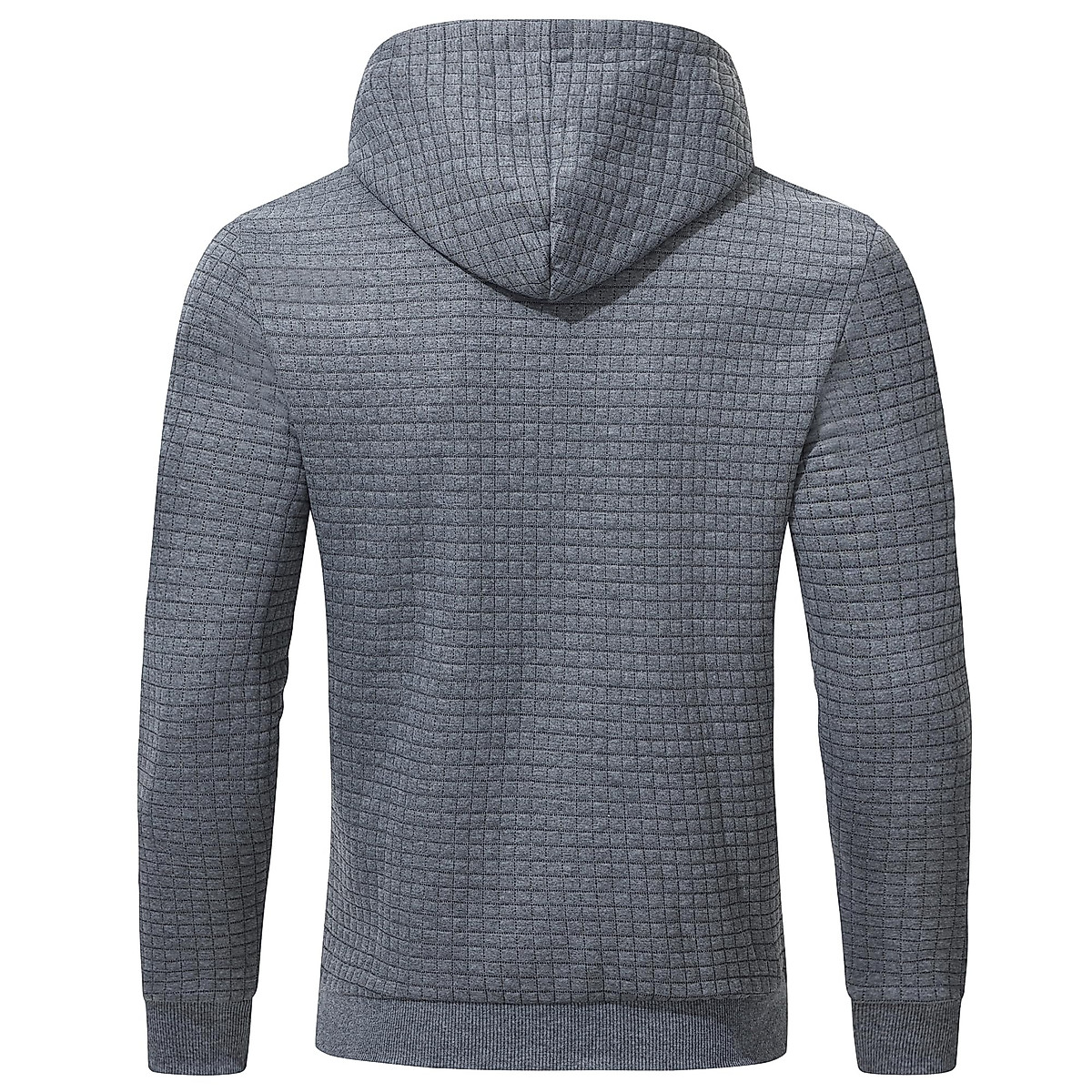 Satankud Mens Pullover Hoodie Long Sleeve Hooded Sweatshirt Casual Hoodies Square Pattern (Dark Grey, M)