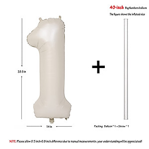 40 In Cream white Number Balloons Helium Foil Mylar Balloon Birthday Party banquet Decoration Digital 1