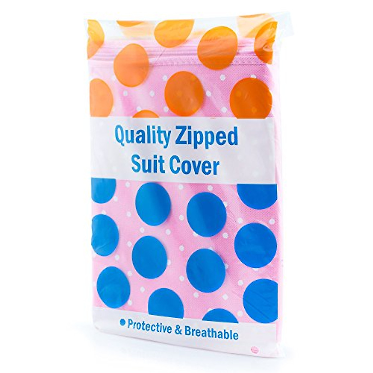 HANGERWORLD Pink Polka Dot Suit and Dress Garment Bags for Storage - 45inch x 22inch - Breathable Clothes Covers Protecting Dusts Closet Storage