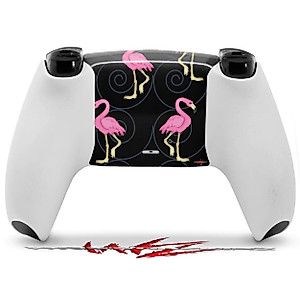 WraptorSkinz Skin Wrap compatible with Sony PS5 DualSense Controller Flamingos on Black (CONTROLLER NOT INCLUDED)