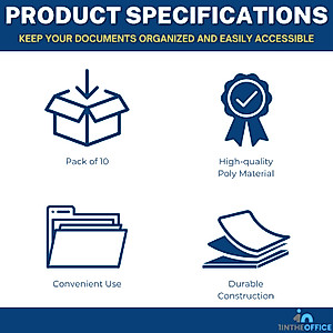 1InTheOffice Poly Expanding Hanging File Folders, Letter Size, Assorted,10/Pack