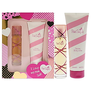 Aquolina Pink Sugar for Women 2 Pc Gift Set 3.4 Oz Eau De Toilette Spray, 8.45 Oz Creamy Body Lotion, Fresh scent