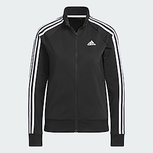 Adidas Women's Plus Size Essentials Warm-Up Slim 3-Stripes Track Top, Black, 3X