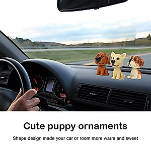 pulunto Resin Bobbing Head Dog Car Ornaments, Mini Bobblehead Puppy Figures Dashboard Crafts Gift Decor for Car Vehicle Desk Tabletop Office
