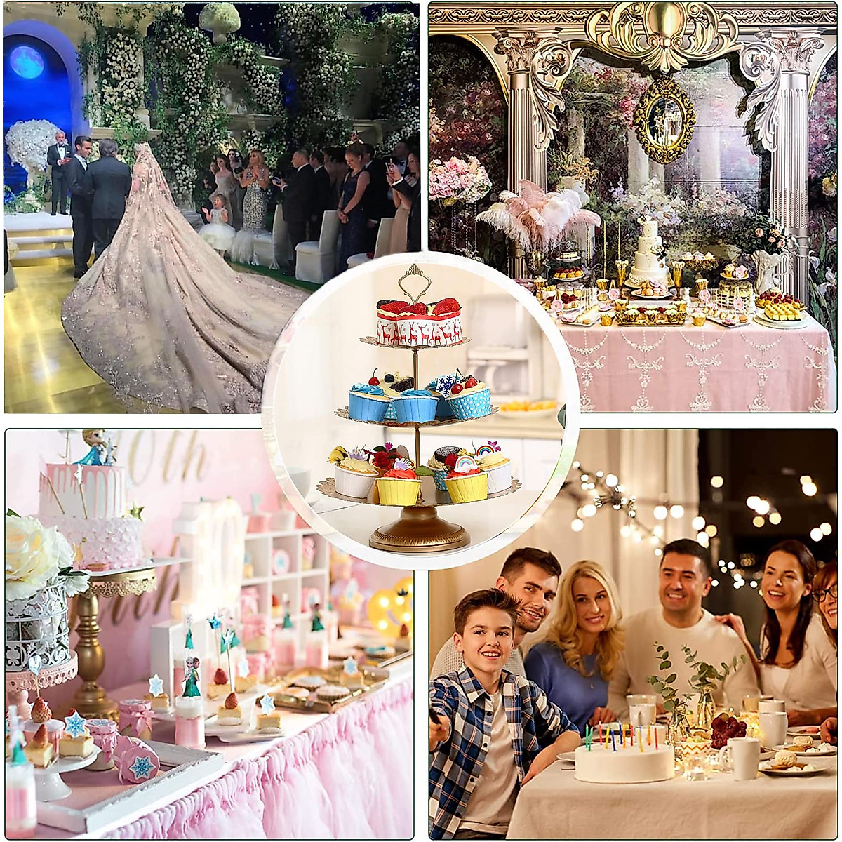 9Pcs Dessert Table Decorations Stands,Cake Stands for Dessert Table,Metal Gold Cake Stand Set for Wedding Graduation Party Dessert Table Baby Shower Birthday Anniversary Christmas