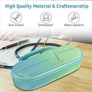 SKYREH Bundle: Stethoscope Holder Clip, PU Leather Stethoscope Hip Holder + Stethoscope Hard EVA Case Shockproof Travel Storage Bag for 3M Littmann Classic III, 3M Littmann Cardiology IV